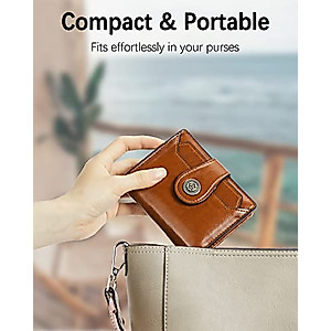 BOSTANTEN Women Leather Wallet Small RFID Blocking Bifold Zipper Pocket Wallet Card Case with ID Window Brown