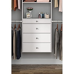 Easy Track OK7272 Deluxe Tower Closet Storage Wall Mounted Wardrobe Organizer Kit System with Shelves and Drawers for Bedroom with Hardware, White