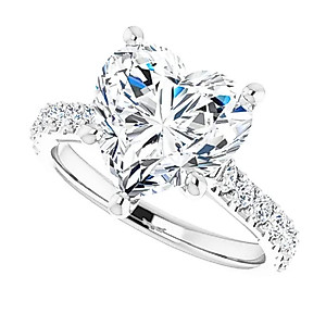 JEWELERYIUM 5 CT Heart Cut Colorless Moissanite Engagement Ring, Wedding/Bridal Ring Set, Solitaire Halo Style, Solid Sterling Silver Vintage Antique Anniversary Promise Ring Gift for Her (5)