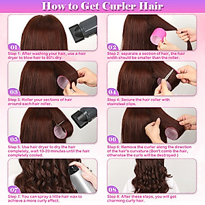 Cludoo Jumbo Hair Curlers Rollers with Clips, 28 Pcs Self Grip Rollers Set for Volume and Curls - 6.3cm, 4.3cm, 3.7cm for Long, Medium, Short, Thick Hair, Bangs, and Salon Hair Styling