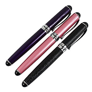 3 PCS Jinhao X750 Fountain Pen Medium 18KGP Nib in 3 Colors(Black, Purple, Pink) with Transparent Pen Pouch