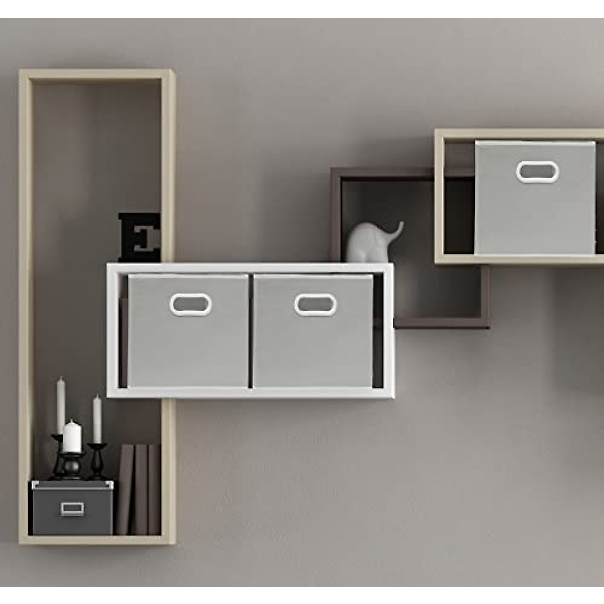 6 Pack - SimpleHouseware Foldable Cube Storage Bin with Handle, Grey