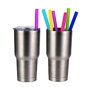 14 PCS Reusable Silicone Straws with Cleaning Brushes, tifanso Extra Wide Large Straws, Great for for 30oz and 20oz Tumblers Yeti/Rtic, 10" Extra Long Flexible Jumbo Drinking Straws for Milkshakes