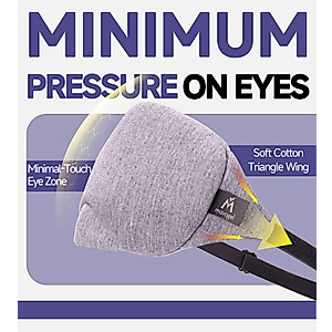 Mavogel Cotton Sleep Eye Mask - Updated Design Light Blocking Sleep Mask, Soft and Comfortable Night Eye Mask for Men Women, Eye Blinder for Travel/Sleeping/Shift Work, Includes Travel Pouch, Grey