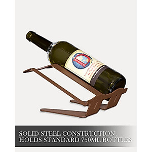 di prima usa Wine Rack Countertop – 2 Bottle Wine Holder for Table in Light Brown Metal