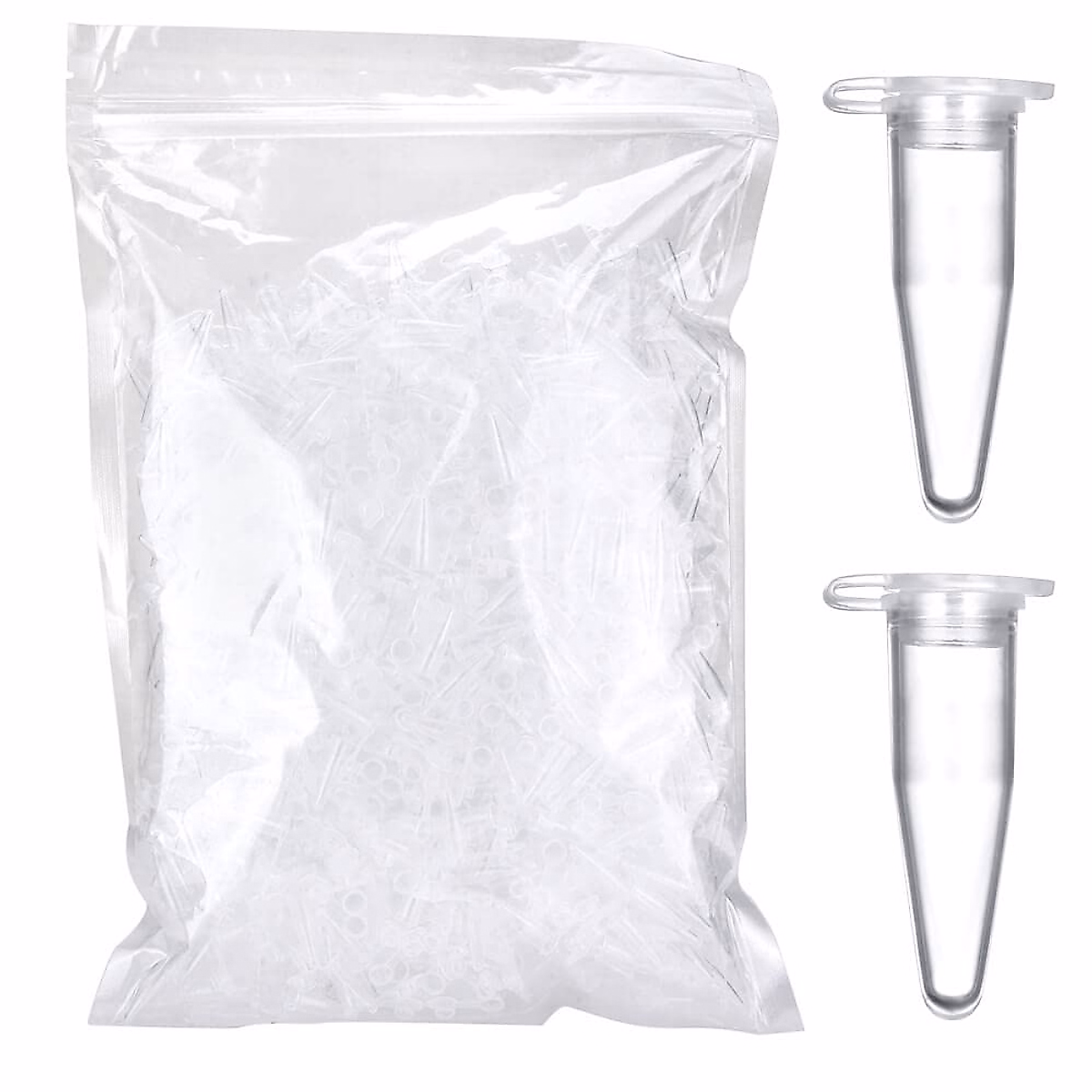 BKMAMLAB 0.2ml Microcentrifuge Tubes 1000 Pieces, EO Sterilized Plastic Small Vials with Caps for Sample Storage without Leakage(1000)