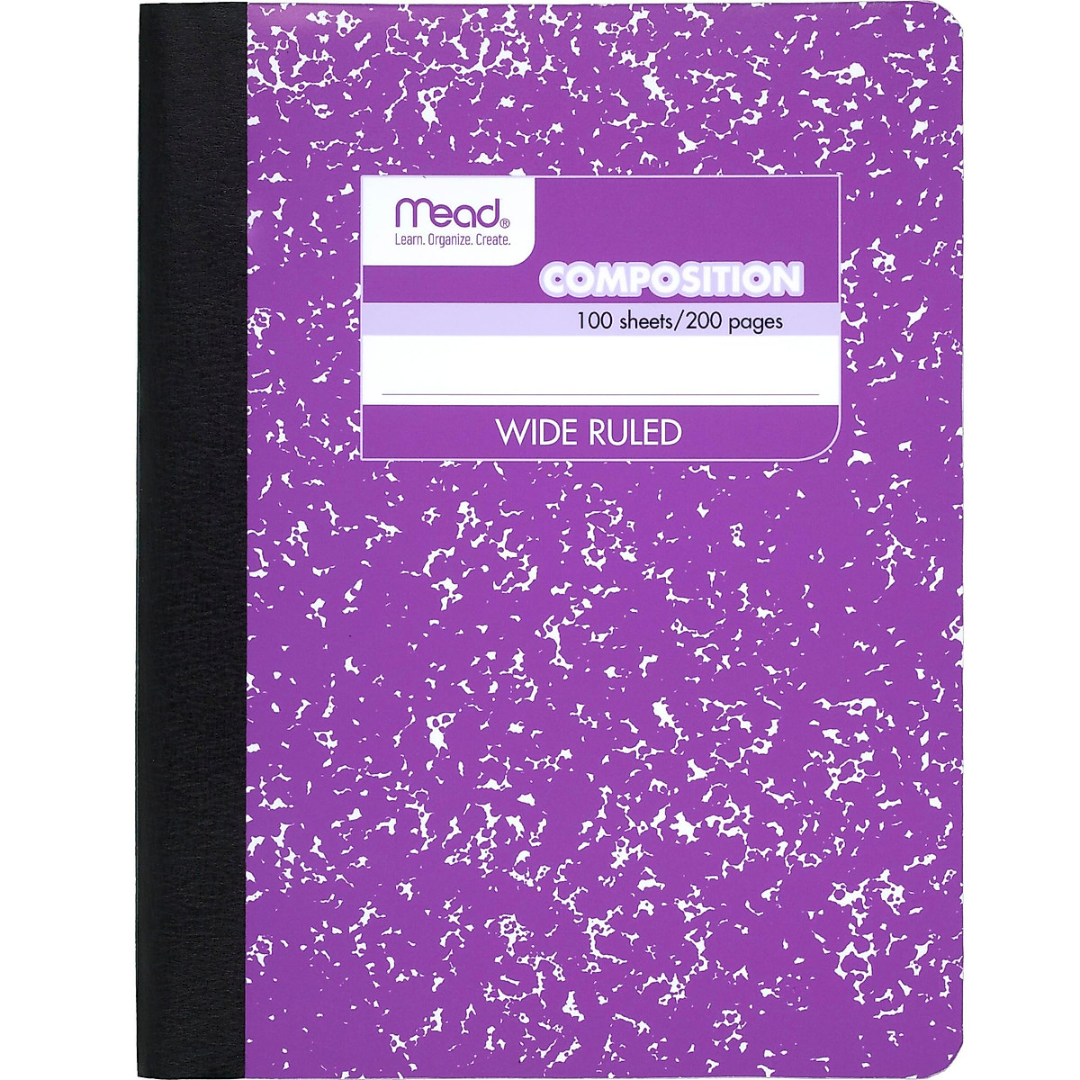 Mead Composition, Wide Ruled Comp Book, Writing Journal Notebook with Lined Paper, Home School Supplies for College Students & K-12, 9-3/4" x 7-1/2", 100 Sheets, Black Marble (09910)