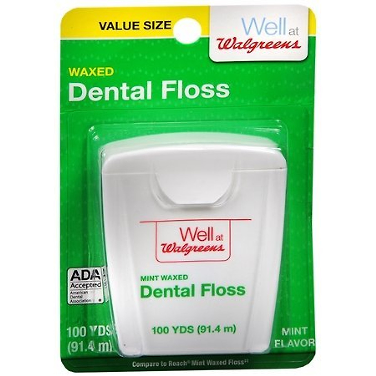 Walgreens Waxed Dental Floss Mint 100.0 yd