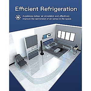 Uthfy 42'' Oscillating Tower Fan with Remote,Electric Cooling Tower Fan,Standing Floor Bladeless Fan with LED Display,Portable Fan for Bedroom,Office,Home (Black)