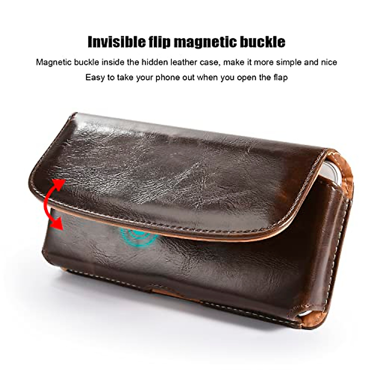 Belt Holster Case for iPhone 14 Pro Max 14 Plus, Horizontal Cell Phone Belt Holder Pouch Case with Clip for iPhone 13 Pro Max iPhone 12 Pro Max 8 Plus Pixel 6 Galaxy S22+ Plus S23+(Brown)