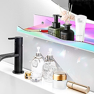 6 Packs Iridescent Clear Acrylic Floating Shelves, DILIBRA 15.7 Inch Large Funko Pop Display Case Picture Ledge Shelf, Acrylic Floating Wall Bookshelf Organizer for Kids Room Bathroom Nursery