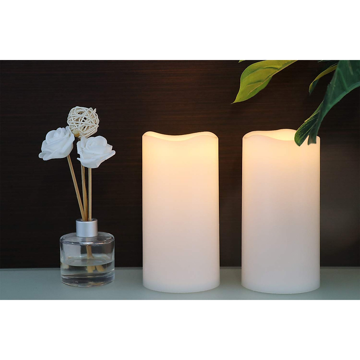 GenSwin Waterproof Flameless Flickering LED Candles with Remote & Timer,Battery Operated Pillar 3D Wick Candles for Indoor Outdoor Lanterns, Won’t melt, Long-Lasting(White, Set of 3)