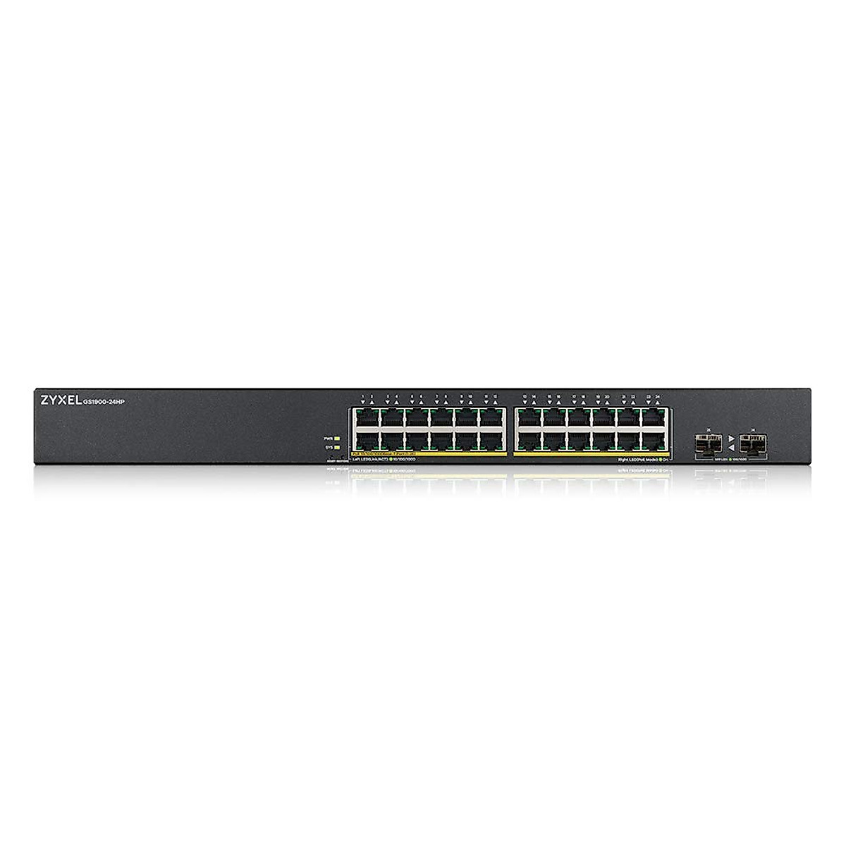 Zyxel 24 Port PoE Switch Gigabit Ethernet Smart- Managed, with 24x PoE+ @ 170W, 2x SFP, Rackmount, Limited Lifetime Protection (GS1900 - 24HPV2)