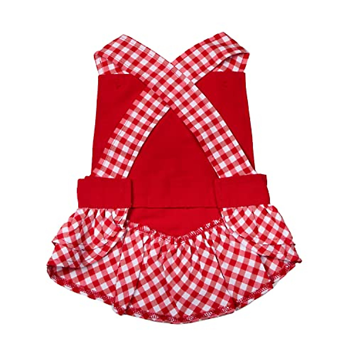 Doggy Parton Red Gingham Overalls Dress for Pets, Small (22120769)