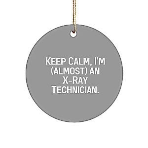 Unique X-ray Technician Gifts, Keep Calm, I'm (Almost) an, X-ray Technician Circle Ornament from Coworkers, Gifts for Coworkers, Xray tech Gift Ideas, Radiology tech Gift Ideas, Imaging tech Gift