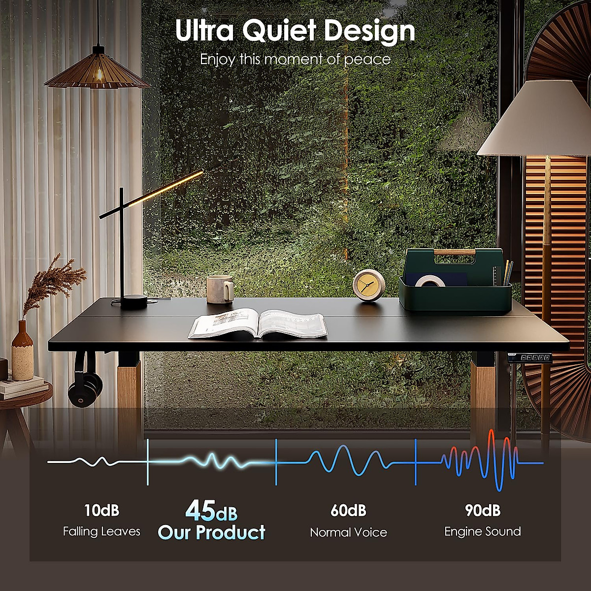 Monomi Electric Standing Desk, 55 x 24 inches Height Adjustable Desk, Ergonomic Home Office Sit Stand Up Desk with Memory Preset Controller (Black Top/Dark Wood Grain Frame)