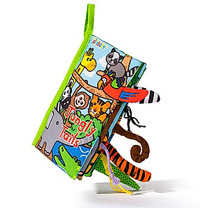 Zocita Baby Soft Animal Tails Activity Cloth Book with Crinkle Fabric, Jungly Tails
