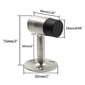 PHITUODA 3 Inch / 75mm Heavy Duty Floor Stop, Door Stopper Stainless Steel Brushed Nickel - Pack of 1