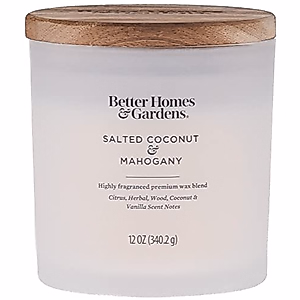 BetterHomes&Gardens 12oz Scented Candle, Salted Coconut & Mahogany 2-Pack, Cream, 35524