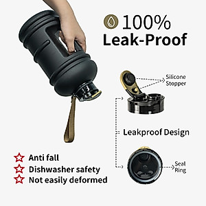 TOOFEEL 2 Liter Water Bottles - Half Gallon Water Bottle BPA Free - Ideal for Gym, Big Water Jug, Reusable Sports Bottle with Measurements Marked Drink Container (2.2L 74oz Matte Black Water Jugs)