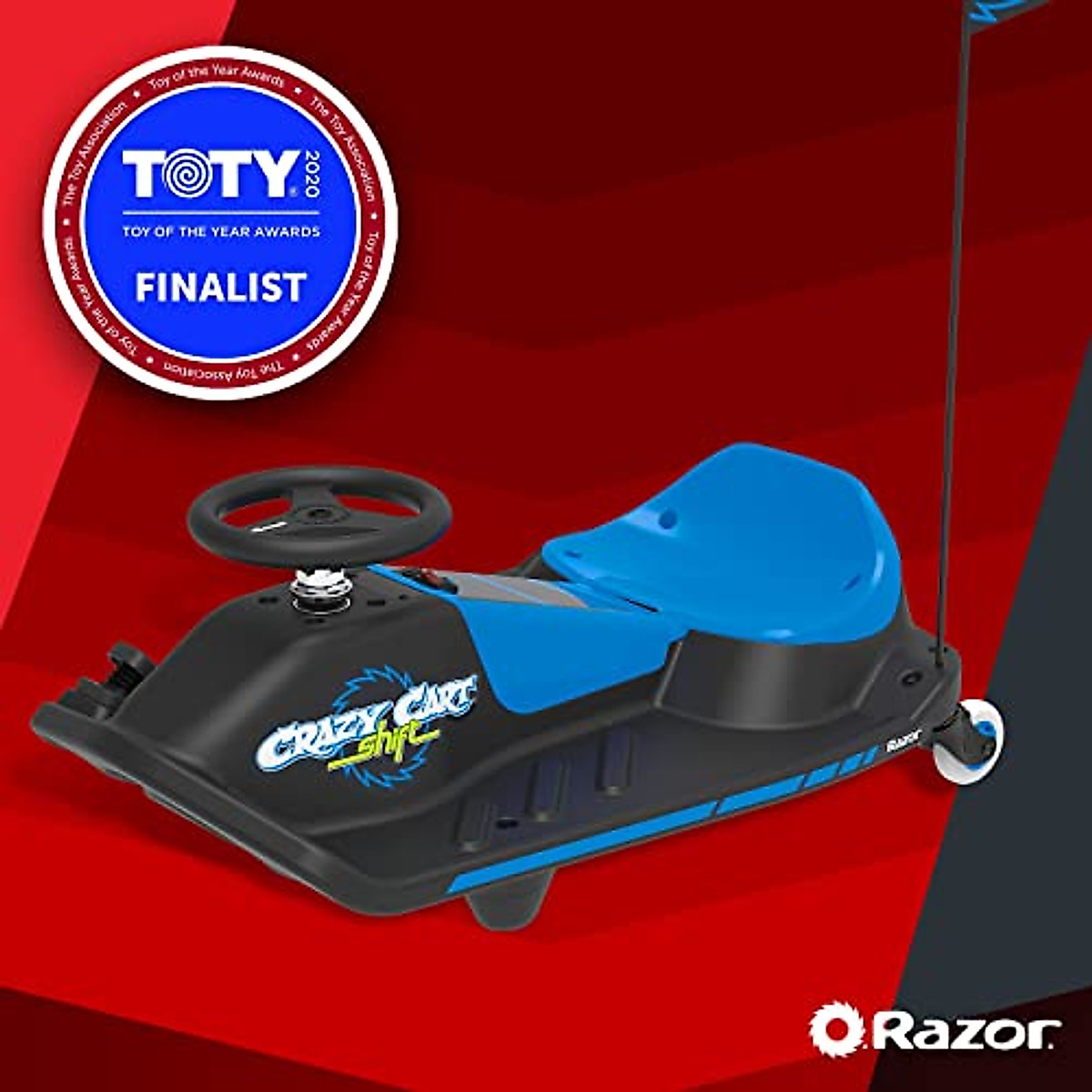 Razor Crazy Cart Shift for Kids Ages 6+ (Low Speed) 8+ (High Speed) - 12V Electric Drifting Go Kart for Kids - High/Low Speed Switch and Simplified Drifting System, for Riders up to 120 lbs,Black/Blue