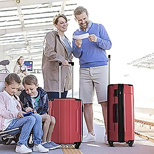 Merax Luggage Sets of 2 Suitcases With Wheels Expandable Lightweight, TSA Lock, Hardside Spinner Carry On Luggage, 20 28 inch Red