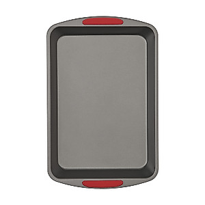 Goodcook Mega Grip 13" x 9" Nonstick Steel Cake Baking Pan with Silicone Grip Handles, Gray