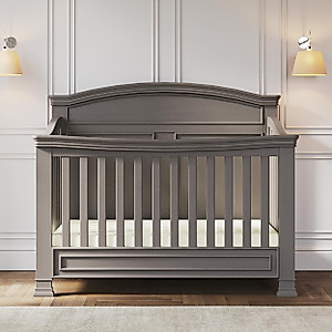 Child Craft Legacy Westgate 4-in-1 Convertible Crib, Baby Crib Converts to Day Bed, Toddler Bed and Full Size Bed, 3 Adjustable Mattress Positions, Baby Safe Finish, Fully Assembled (Chelsea Gray)