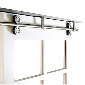 DIYHD Stainless Steel Ceiling Mount Sliding Barn Door Concentric Circles Roller Set