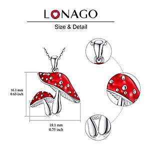 LONAGO Mushroom Necklace 925 Sterling Silver Two Mushrooms Pendant Necklace Jewelry for Women
