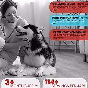 Grass fed Collagen for Dogs - Supports Health Skin & Coat, Hip, Joint Care & Cartilage Support + Skin Health and Mobility, 100% All Natural Collagen
