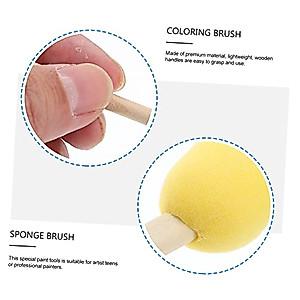 Drawing Sponge 28pcs Head Paint Brushes Painting Supplies for Round Sponge Foam Brush Set DIY Painting Tools Paint Cup Wooden Yellow Practical Brush Coloring Brush Round