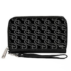 Buckle-Down Women's PU Zip Around Wallet Rectangle-Disney Signature D, 7.5"x4.5"