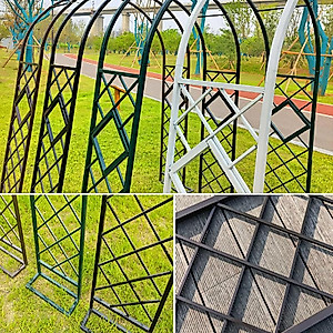 Garden Iron Arch for Climbing Plant, Black Metal Arbor Trellis,140 180 300 260 340cm Wide Steel Frame Archway White, Roses Vines Pergola (Color : White, Size : 102" W x 91" H)