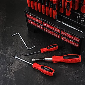 102 Piece Magnetic Screwdriver Set with Rack, Magnetic Tip, Common Repair Tools, Ideal for Gift