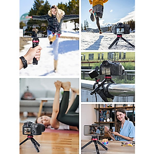 Mini Camera Tripod, Moman Tabletop Short Tripod Desktop TR01 with 1/4 and 3/8 Screw Mount and Function Leg CNC Aluminum Tripod for DSLR Camera/GoPro/Video/Camcorder, Max Payload of 176 Lbs/80Kg, Red