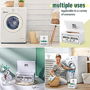 Laundry Dryer Sheet Holder, Wooden Dryer Sheet Dispenser Farmhouse Dryer Sheet Container with Hinged Lid Rustic Dryer Sheet Box Laundry Storage Products for Laundry Room Fabric Softener Sheets (White)