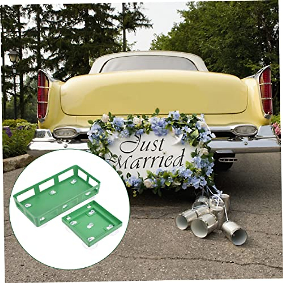 Garneck 4pcs Six-Claw Suction Cup for Wedding Car Fresh Flower Cage Flower DIY Stand Flower Cage Frame Wedding Floral Holder Wedding Flower Tray Plastic Florist Supplies Rectangle