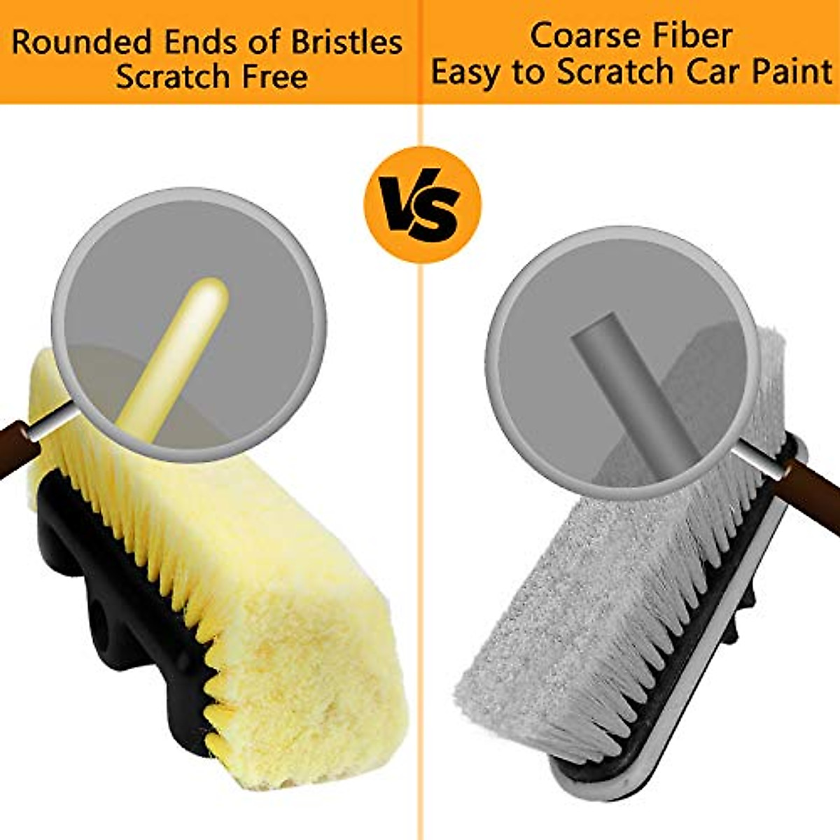 MOFEEZ 10" Car Wash Brush with Soft Detailing Bristle, Flow-Thru Dip Brush for Car Boat RV Camper Truck Washing