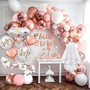 MOVINPE Bachelorette Party Decoration Bachelorette Party Accessories Bride to Be Sash Veil Bridal Shower Weekend Bride to Be Banner Hen Party Photo Props Bride Balloons Bride Glasses Rose Gold