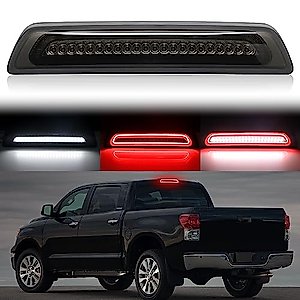 AUYICH LED Third Brake Light Compatible with Tundra 2007-2021, Rear Center High Mount Stop Light, F1 Style Strobe Roof Cargo Lamp, 3rd Brake Light Assembly Replace, Smoked Lens, Plug&Play, Waterproof