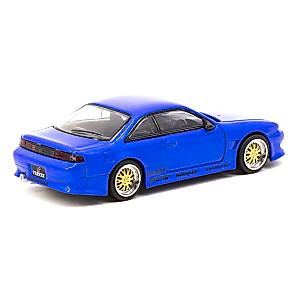 Vertex Silvia S14 RHD (Right Hand Drive) Blue Metallic Global64 Series 1/64 Diecast Model Car by Tarmac Works T64G-018-BL