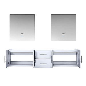Lexora Geneva 80 in. W x 22 in. D Glossy White Double Bath Vanity and 30 in. LED Mirrors