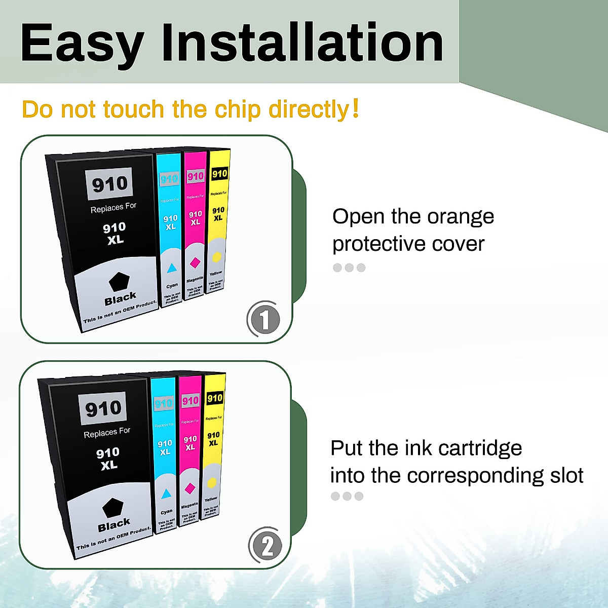 Upgraded 910XL Ink Cartridges Combo Pack High Yield, Compatible with HP OfficeJet 8010 8020 8030 Series Printers, Replace 910 910XL 916 916XL, Black Cyan Magenta Yellow