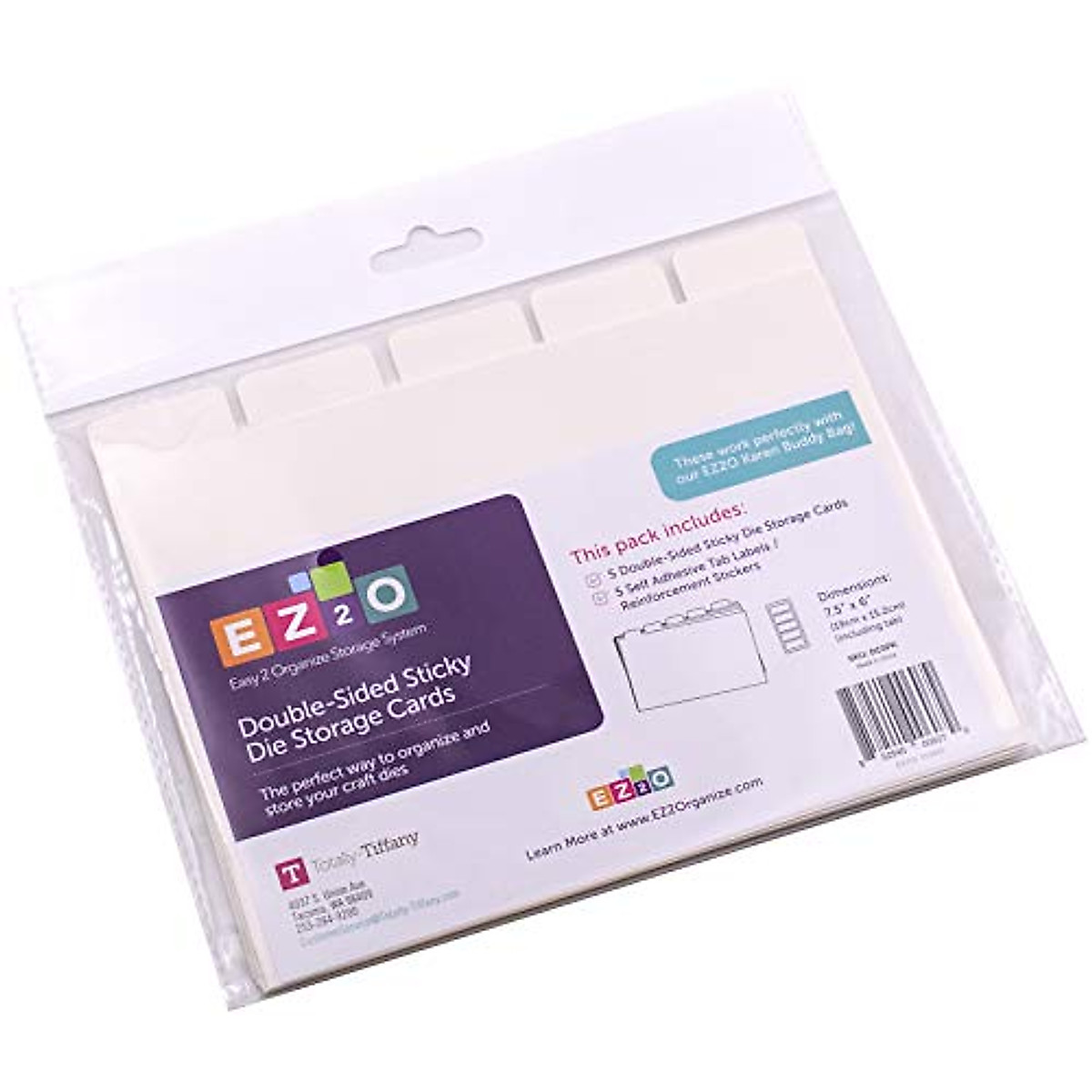 Totally-Tiffany DC5PK Double-Sided Sticky Die Storage Cards (5 Pack), 7.5" by 6", Off White
