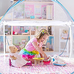 Tatuo Mosquito Net for Bed Portable Folding Net Bed with Bottom Pop up Mosquito Net Tent for Indoor and Outdoor Use Mosquito Netting for Adults Trip Camping Travel Home(74.8 x 39.3 x 43.3 Inch)