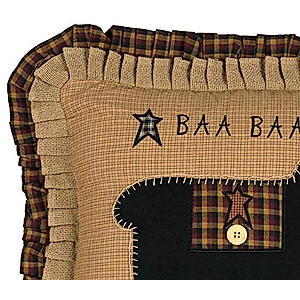 VHC Brands Seasonal Primitive Pillows & Throws Baa Blessings Tan 18" x 18" Pillow, 1 Count (Pack of 1), Mustard Yellow