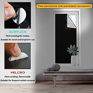 Portable Blackout Curtains, Blackout Shades with 30 Pairs of Velcro and 15 Pieces of Invisible Adhesive,100% Blackout Material Blackout Blinds for Baby Nursery, Bedroom or Travel Use(79" x 57")