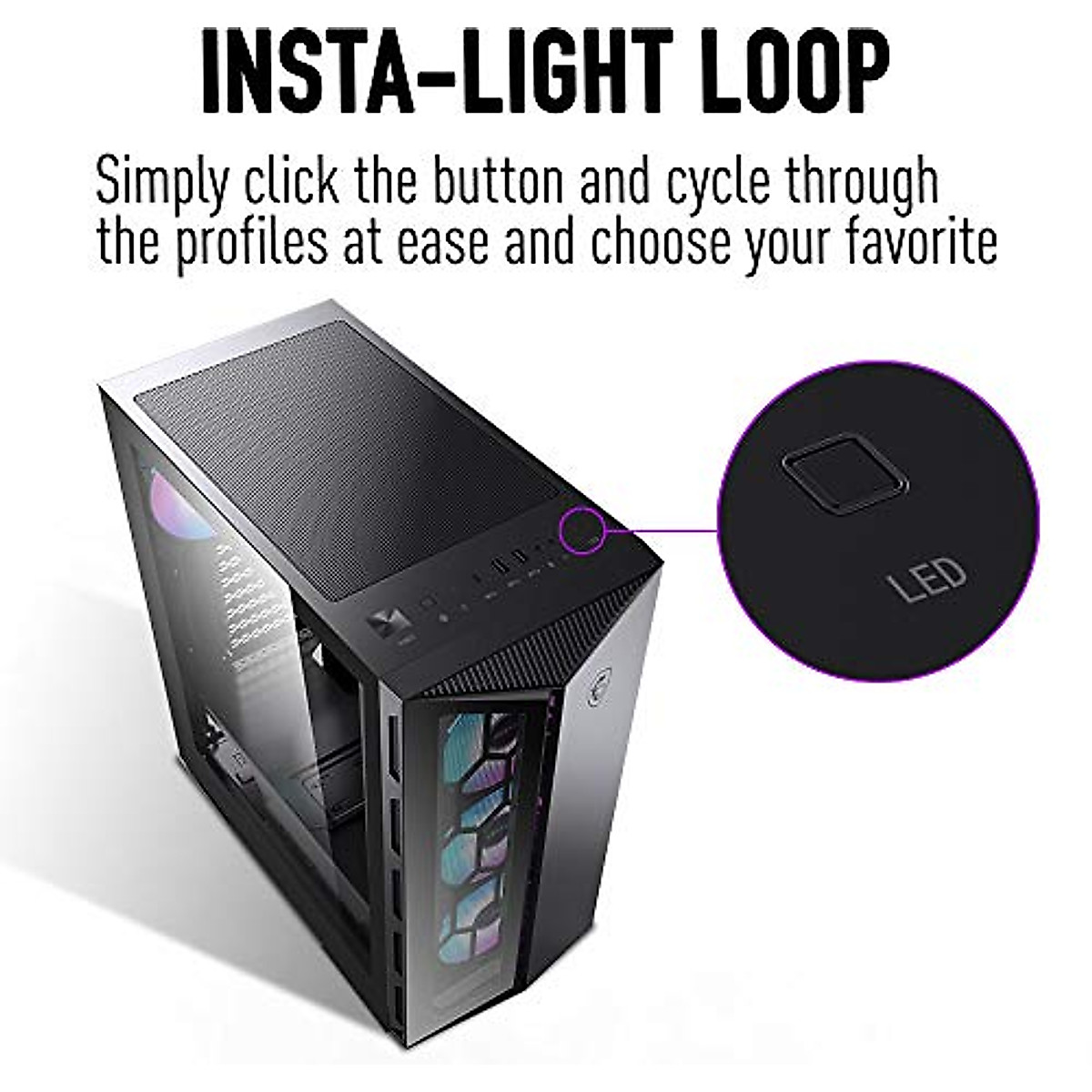 MSI MPG GUNGNIR 110R - Premium Mid-Tower Gaming PC Case - Tempered Glass Side Panel - 4 x ARGB 120mm Fans - Liquid Cooling Support up to 360mm Radiator - Two-Tone Design