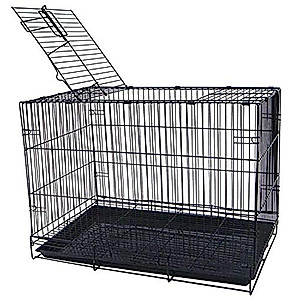 YML 20-Inch Small Animal Crate with Wire Bottom Grate and Black Plastic Tray, Black